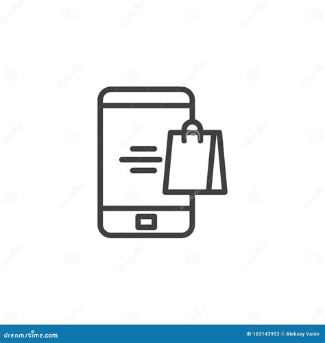 Mobile Shopping Delivery Line Icon Stock Vector Illustration Of Perfect Phone 163143953