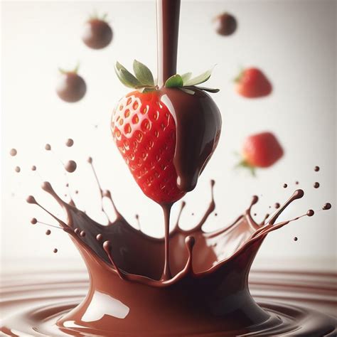 Premium Photo Strawberry Splash With Liquid Chocolate