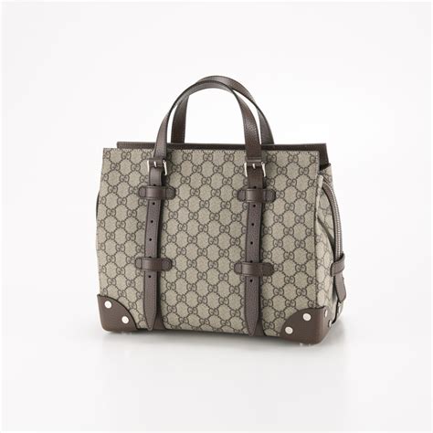 グッチ Gucci Ggスプリーム レザーディテール付き トートバッグ 643814 92tdn【fithouse Online Shop