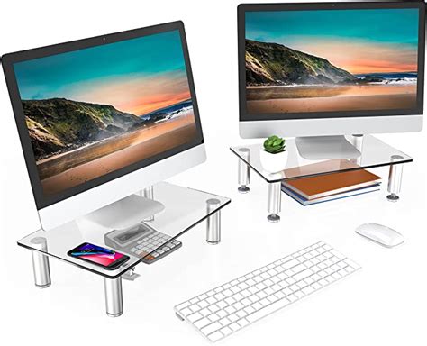 Amazon FITUEYES Monitor Stand Adjustable Glass Computer Monitor