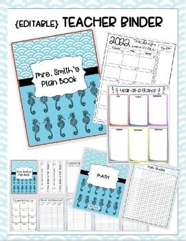 Teacher Binder Editable Calendar Grades Behavior Logs And More