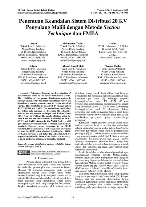 Pdf Penentuan Keandalan Sistem Distribusi 20 Kv Penyulang Malili Dengan Metode Section