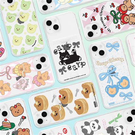 어프어프 투명 카드수납 젤리 케이스 2d 코비 캐릭터 디자인 아이폰 폰케이스 12 Type