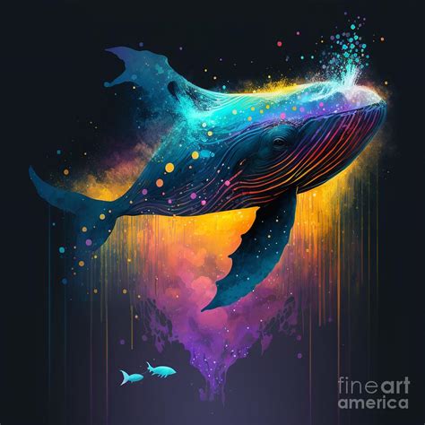 Whales Particle Colorful Deep Digital Art By Somsong Artist Fine Art