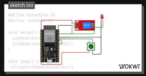 Acionar led pelo relé Wokwi ESP STM Arduino Simulator