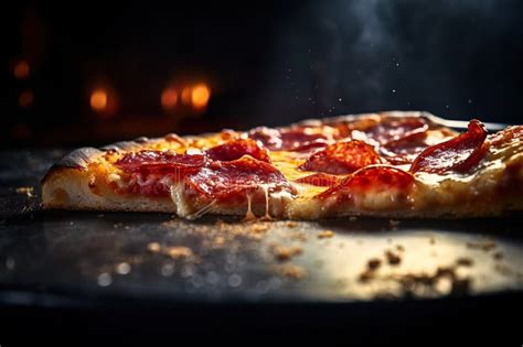 Pizza De Pepperoni Sobre Crosta Fina Fresca A Partir Do Queijo Forno E