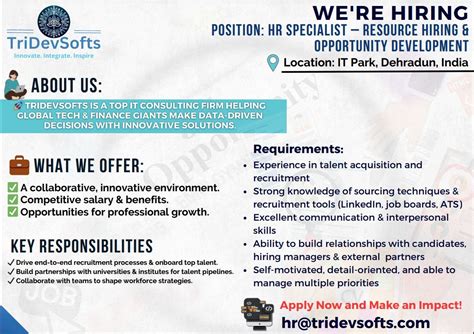 Tridevsofts On Linkedin Tridevsofts Hiring Hrspecialist Hrrecruitment Itjobs Dehradunjobs