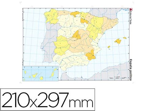 Mapa Mudo Color Din A4 España Politico — Firpack