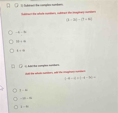 Solved Subtract The Complex Numbers Subtract The Whole Numbers