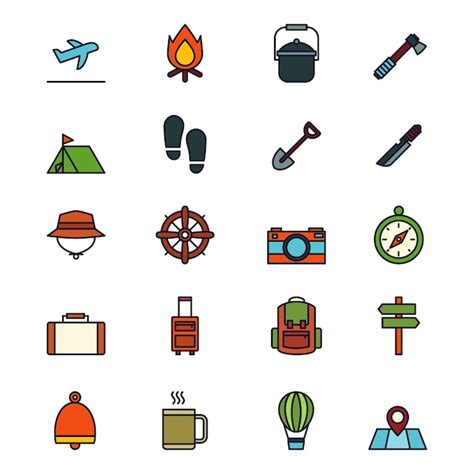 Reis Geplaatste Pictogrammen Premium Vector