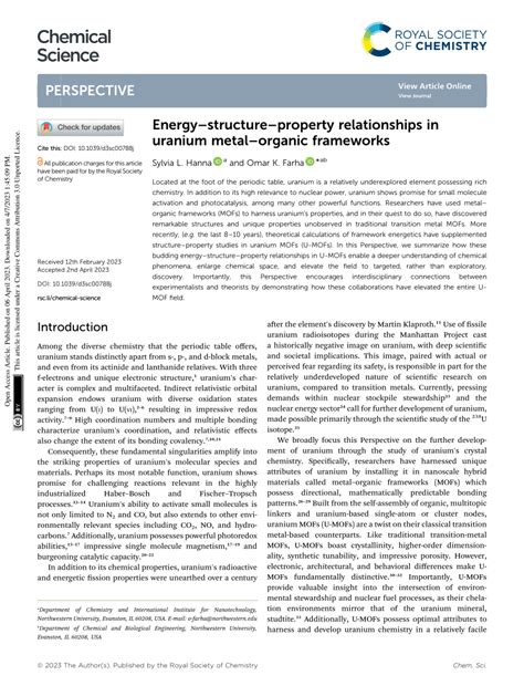Pdf Energystructureproperty Relationships In Uranium Metalorganic