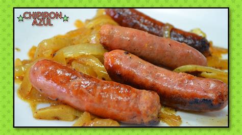 Salchichas Al Vino Blanco Con Cebolla