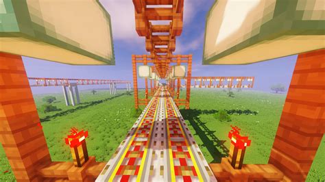 Redstone Powered Raised Rail System 90 Degree Turn Minecraft Map