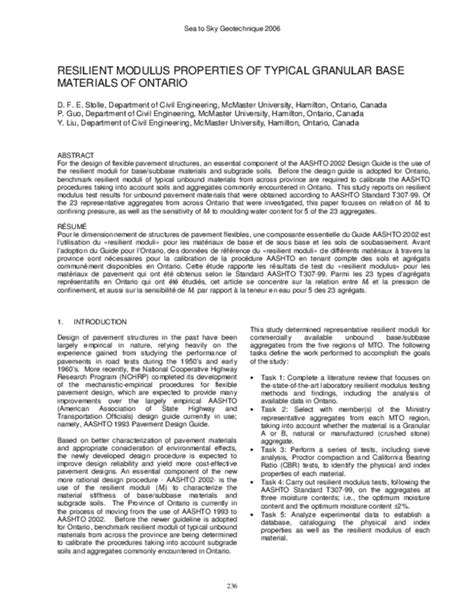 Pdf Resilient Modulus Properties Of Typical Granular Base Materials