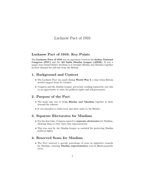 Lucknowpact1916 Pdf All India Muslim League British Raj