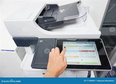Press The Touch Screen For Printing Stock Image Image Of Modern Photocopier 77700069