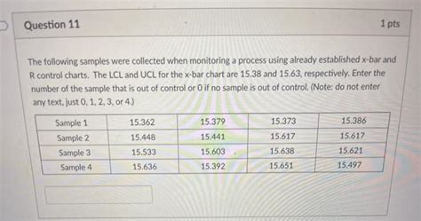 solved question 11 1 pts the following samples were