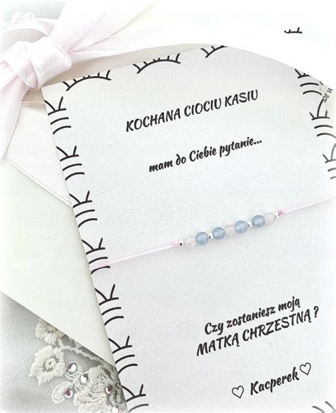 Prezent dla chrzestnej podziękowania bransoletka 12623276036 Allegro pl