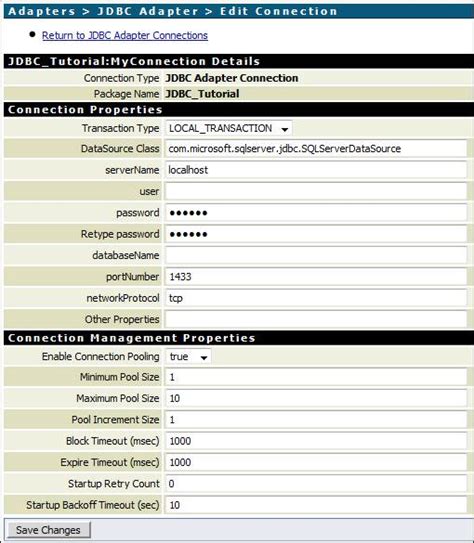 webmethods jdbc adapter tutorial create a jdbc adapter service