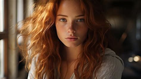 Premium Ai Image Portrait Of Redhead Redhead Woman With Red Lips