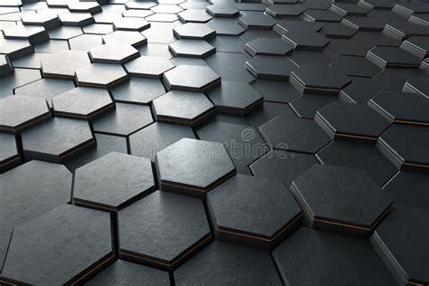 Randomly Arranged Hexagons In Black Color 3d Render Generated By Ai