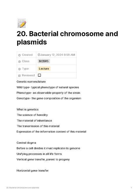 Bacterial Chromosome And Plasmids 📝 20 Bacterial Chromosome And