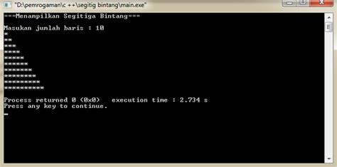 Codeblocks Contoh Program C Membuat Segitiga Bintang