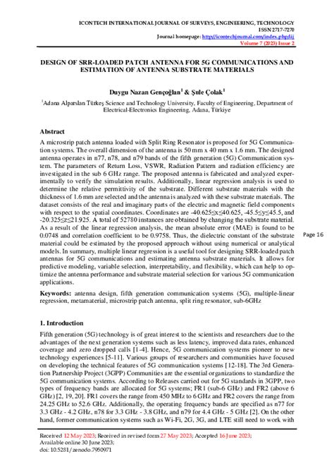 Pdf Design Of Srr Loaded Patch Antenna For 5g Communications And Estimation Of Antenna