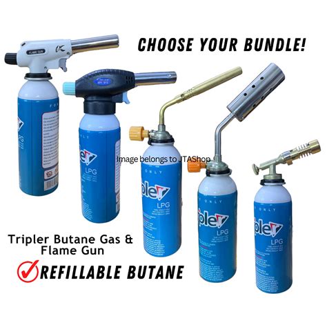 Flame Gun Torch Multi Purpose Blow Torch Bundled W Tripler Refillable