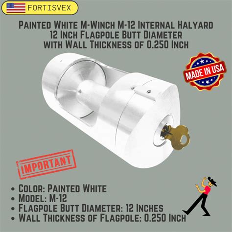 White M Winch M 12 Internal Halyard 12 Inch Flagpole Butt Diameter With