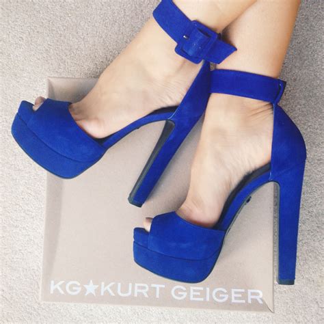 Kurt Geiger Cobalt Blue Suede Platform Heels Fashion Shoes Heels