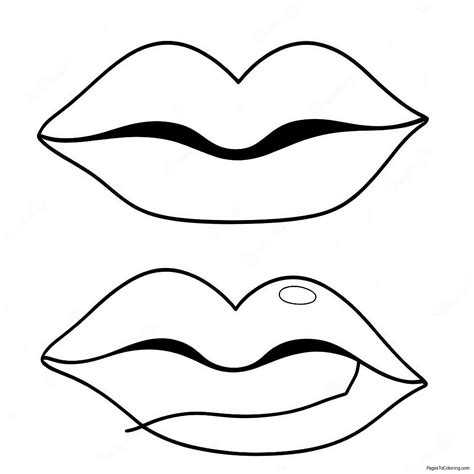 Cute Cartoon Lips Coloring Page 28044 22635