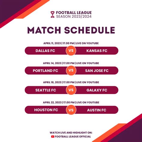 Football Match Schedule 2024 Template Postermywall