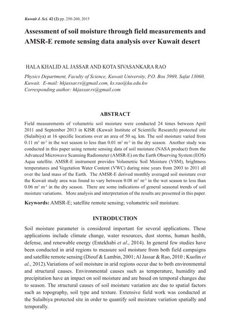 PDF Assessment Of Soil Moisture Through Field Measurements And AMSR E