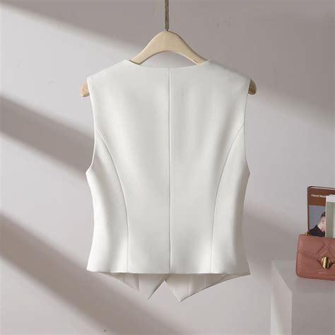 Badu Bg Жилетка с бял костюм 2023 Есен нова ежедневна тънка късо яке без ръкави с намалена