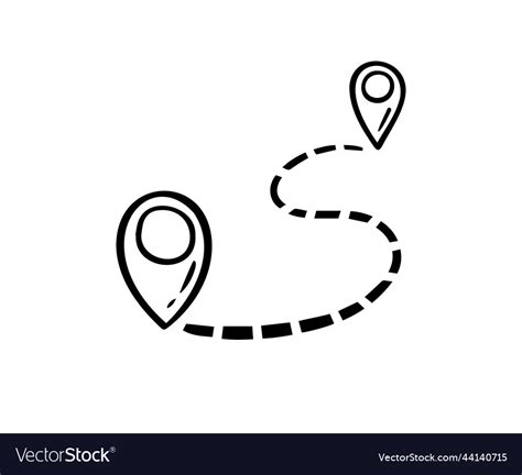 Hand Drawn Map Distance Measuring Icon Doodle Vector Image