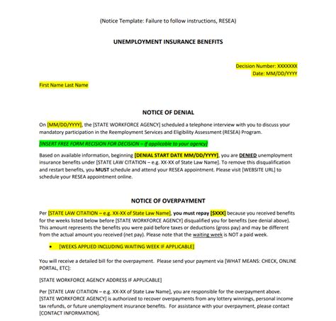 Formal Protest Unemployment Letter