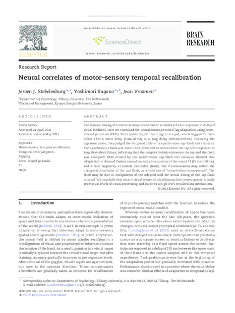Pdf Neural Correlates Of Motor Sensory Temporal Recalibration