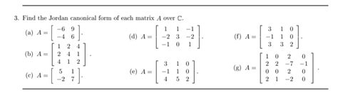 3 Find The Jordan Canonical Form Of Each Matrix A