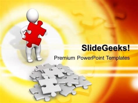D Man Carry A Red Puzzle Business PowerPoint Templates And PowerPoint Themes