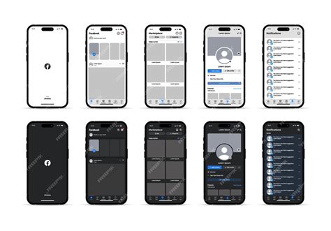 Premium Vector Facebook Social Network Interface Template App Screen
