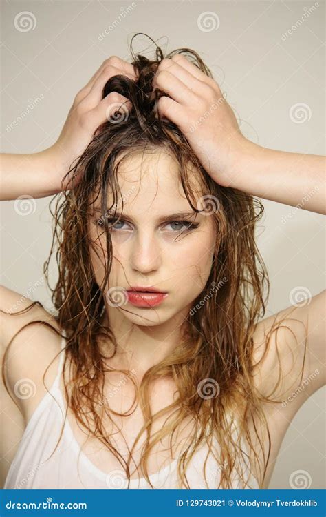 Beauty Salon And Hairdresser Woman With Brittle Hair Hair Loss And