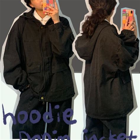 영거스트53 재입고unisex 후드 오버핏 빈티지 데님 청자켓 점퍼 흑청 2color 위시버킷