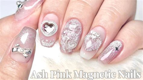 Sub 애쉬핑크빛 반사글리터 자석 네일🎀 반사글리터자석젤의 조합이란 쪼물젤 활용법 셀프네일 네일asmr Selfnail 진비 스노우데이 3d엠보네일