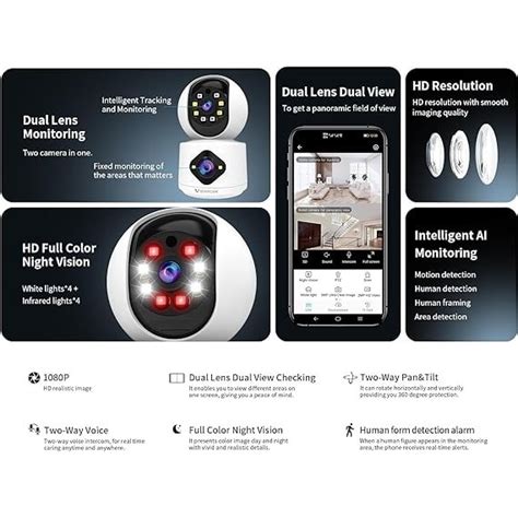 Ip Wi Fi Ptz камера за вътрешно наблюдение с двоен обектив 5 Mp 4mm 6mm Ir бяла светлина 15