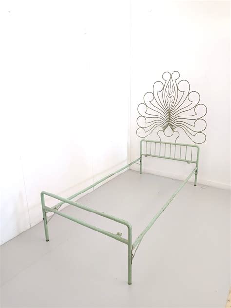 Iron And Brass Single Bed Frame With Headboard 1950s For Sale At Pamono