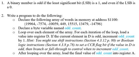 Solved A Binary Number Is Odd If The Least Significant Chegg Com