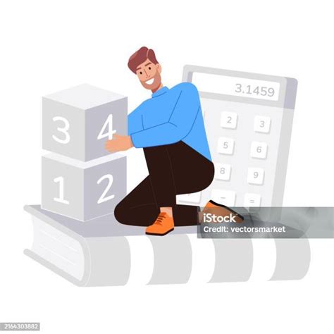 A Flat Style Illustration Of Pi Calculation Stock Illustration