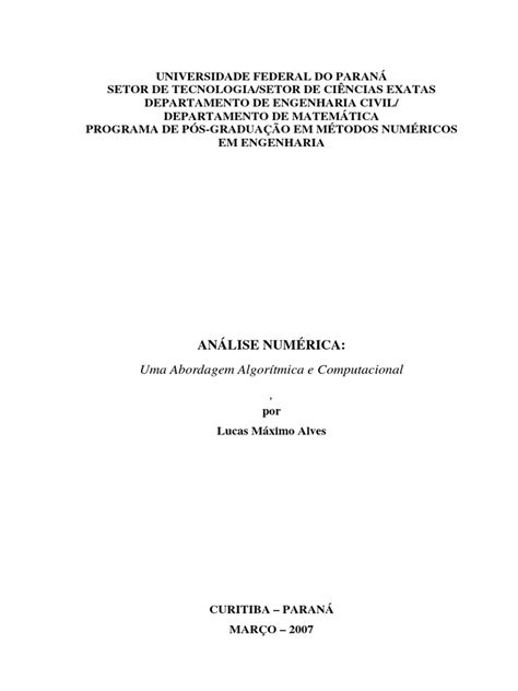 Analise Numerica Uma Abordagem Algoritmi Pdf Matemática Cálculo