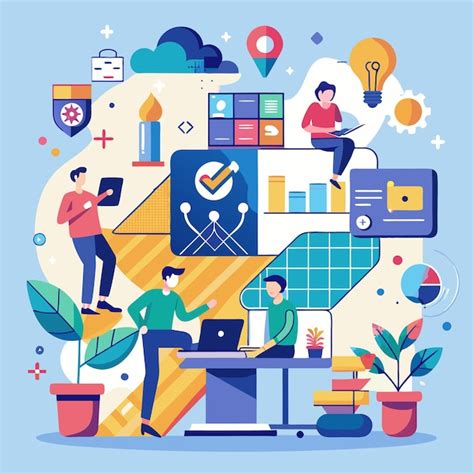 Premium Vector Collaborative Workflow And Project Management